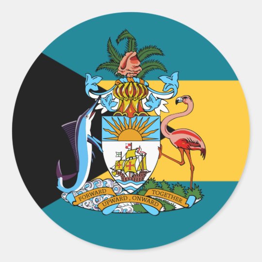 Bahamian Flag & Coat of Arms, Flag of The Bahamas Classic Round Sticker ...