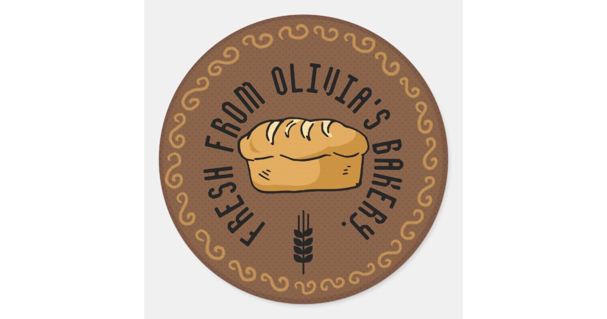 Baked Fresh Customisable Bakery Classic Round Sticker | Zazzle