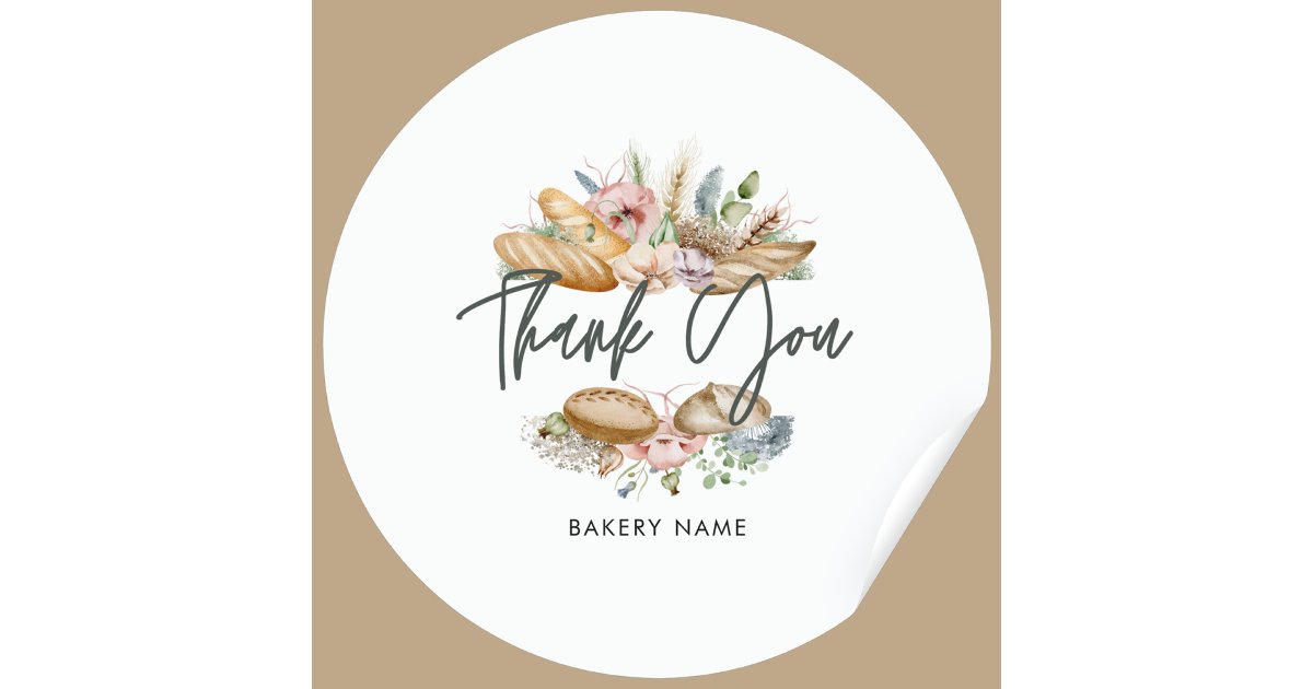 Bakery Baking Pastry Homemade Thank You Classic Round Sticker | Zazzle