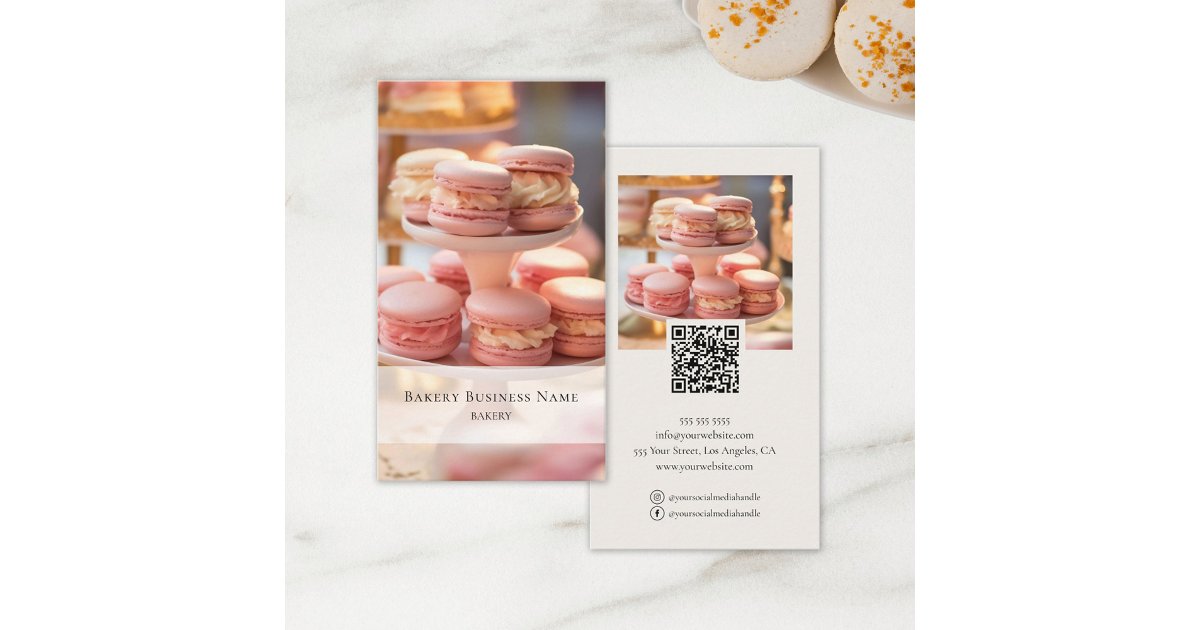 Bakery Custom Photo Social Media QR Code Business Card | Zazzle