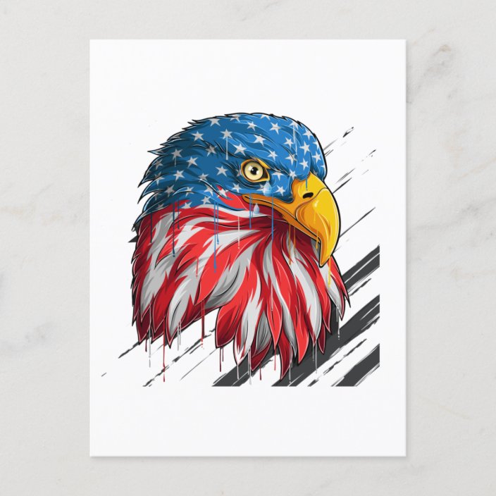 Bald Eagle Bird USA Flag Crying Symbol Postcard | Zazzle.co.uk
