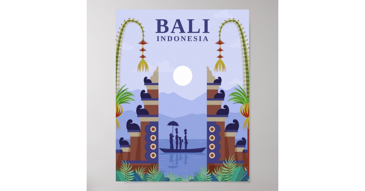 Bali Indonesia Art Travel Illustration Poster | Zazzle