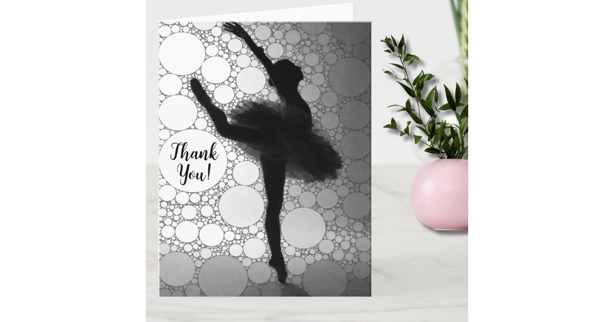 Ballet Black White Ballerina Thank You Card | Zazzle