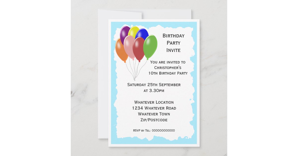 Balloons Birthday Party Invitation | Zazzle