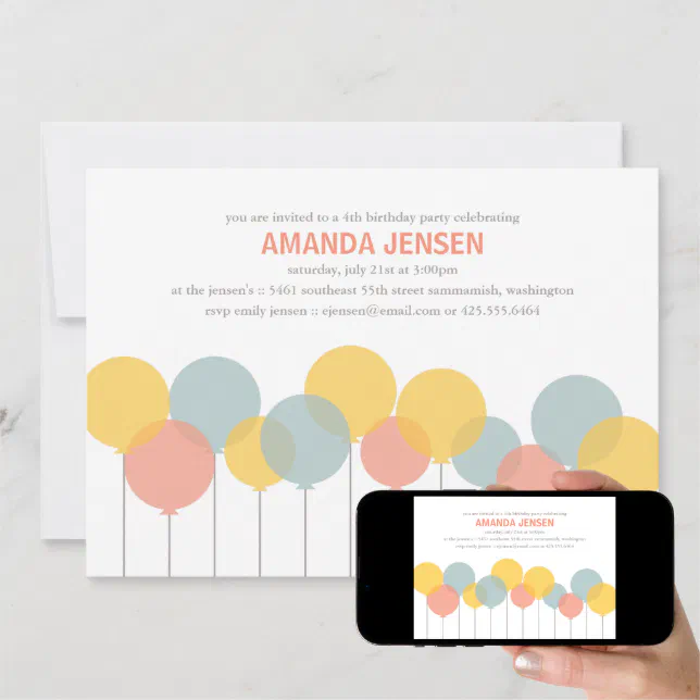 Balloons Party Invitation | Zazzle