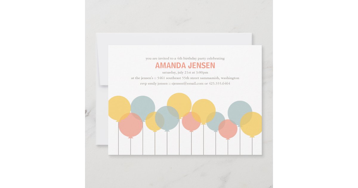 Balloons Party Invitation | Zazzle
