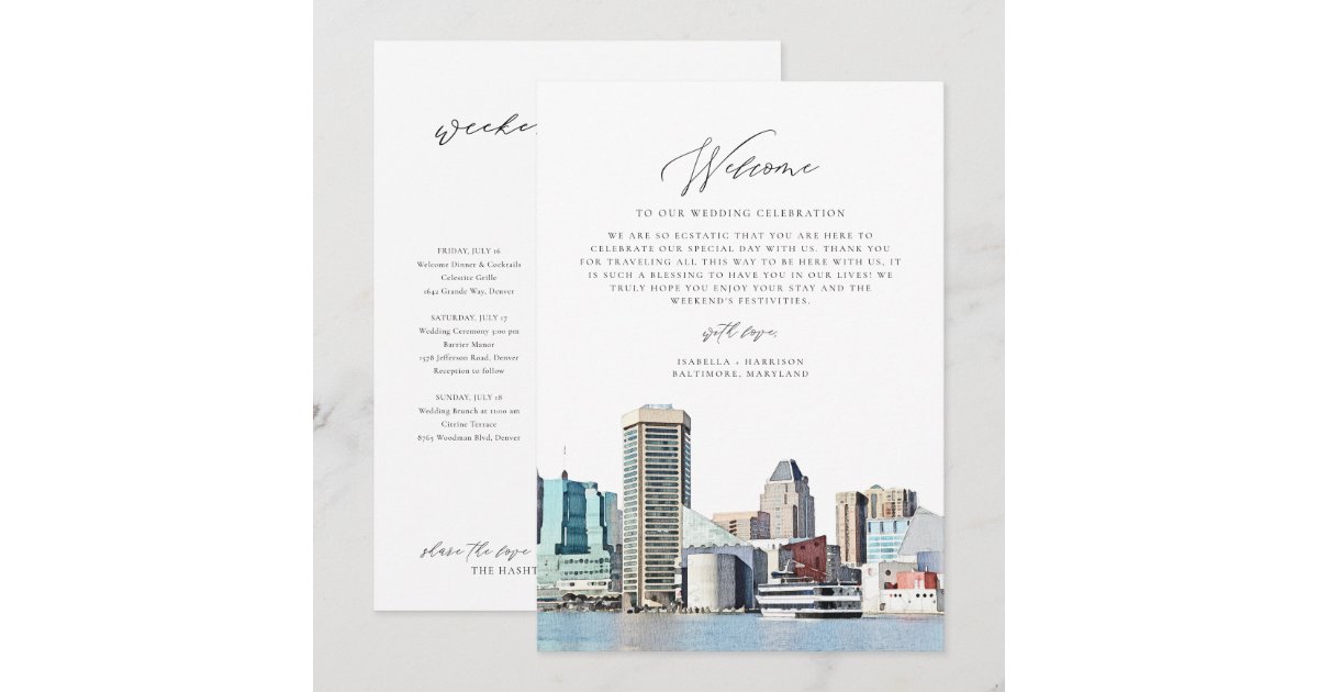BALTIMORE MARYLAND Welcome Letter Timeline Card | Zazzle