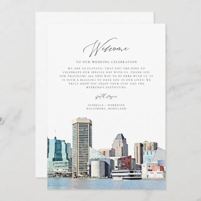 BALTIMORE MARYLAND Welcome Letter Timeline Card | Zazzle