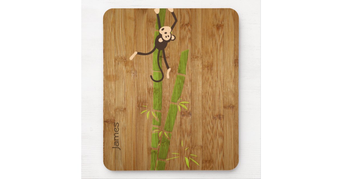 Bamboo and Monkey Funny Mousepad | Zazzle