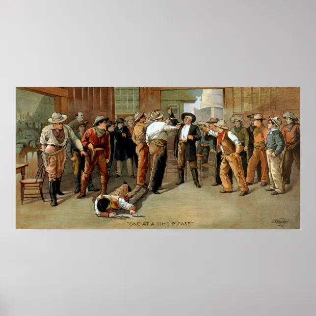 Bar gun fight scene from theatre poster | Zazzle
