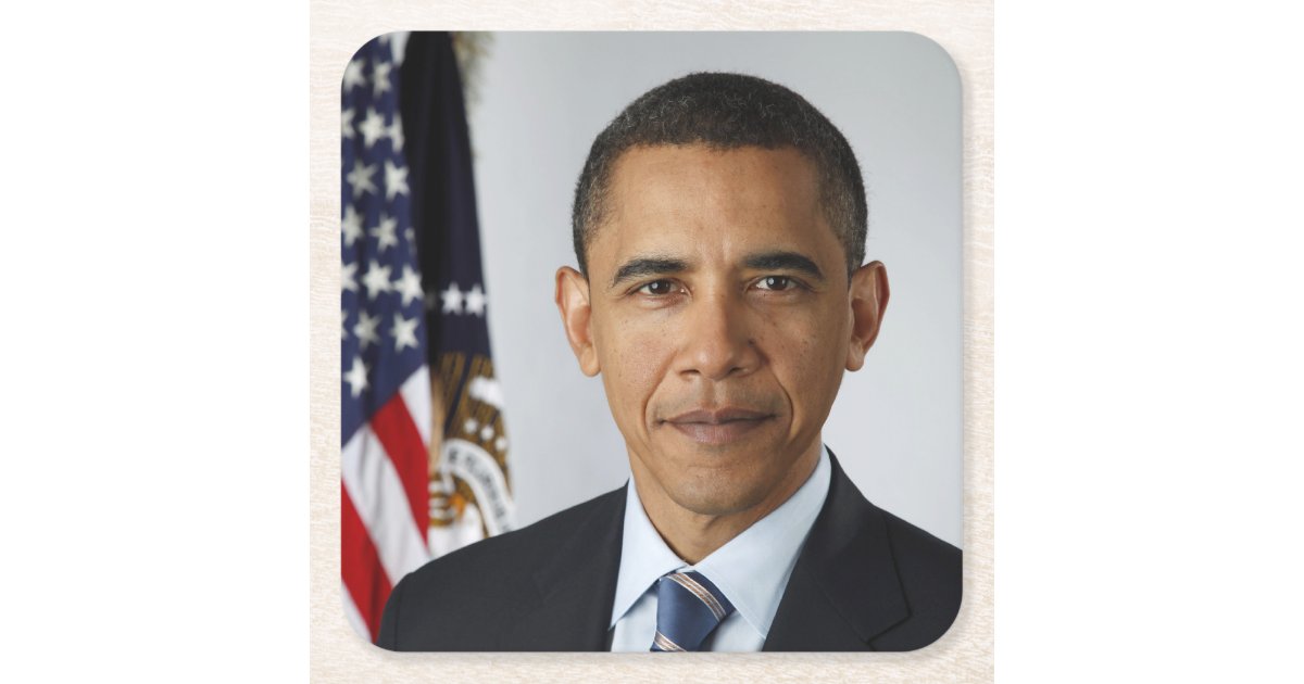 Barack Obama US President White House Portrait Square Paper Coaster ...