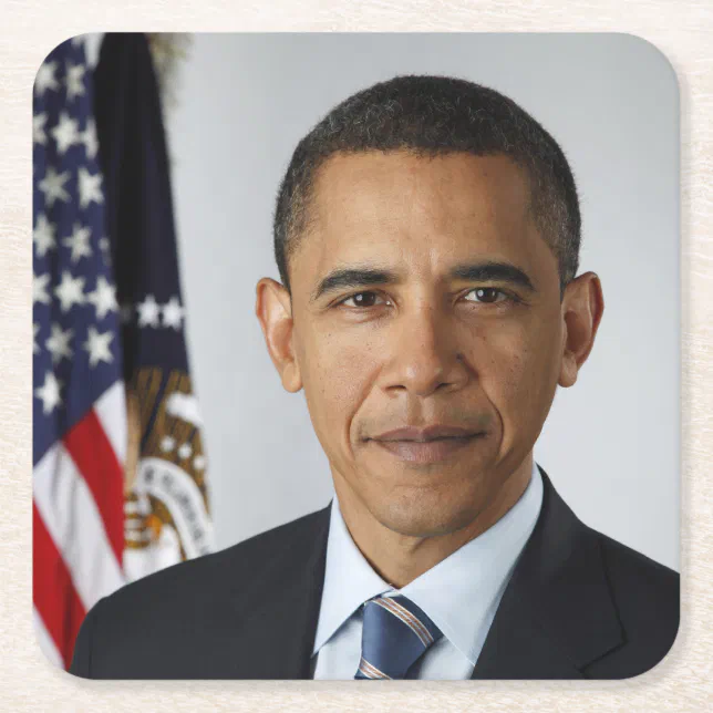 Barack Obama US President White House Portrait Square Paper Coaster ...
