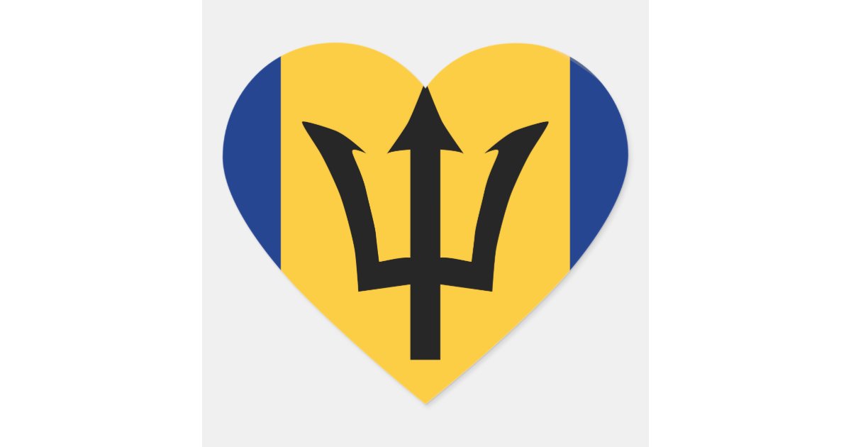 Barbados Flag Heart Sticker | Zazzle