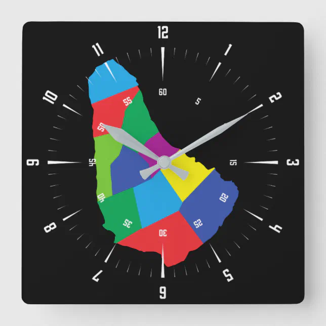 Barbados Map Square Wall Clock | Zazzle