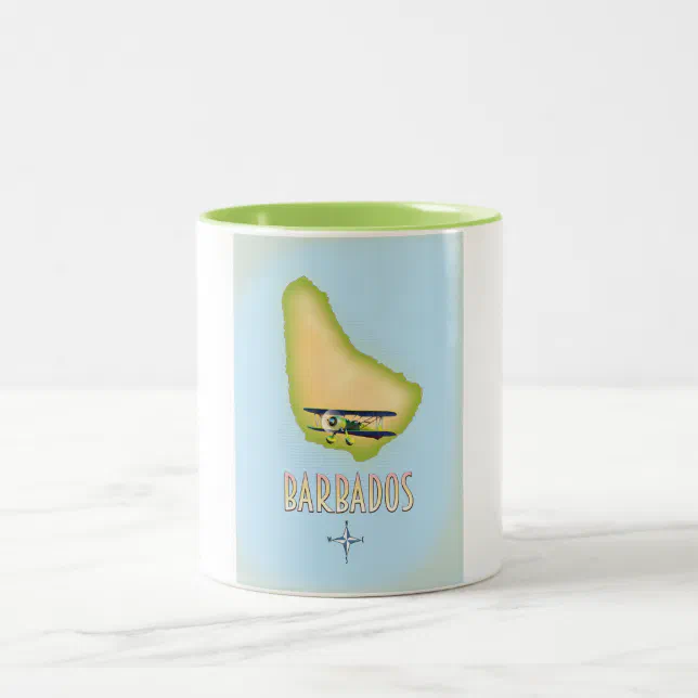 Barbados Map vintage travel poster. Two-Tone Coffee Mug | Zazzle