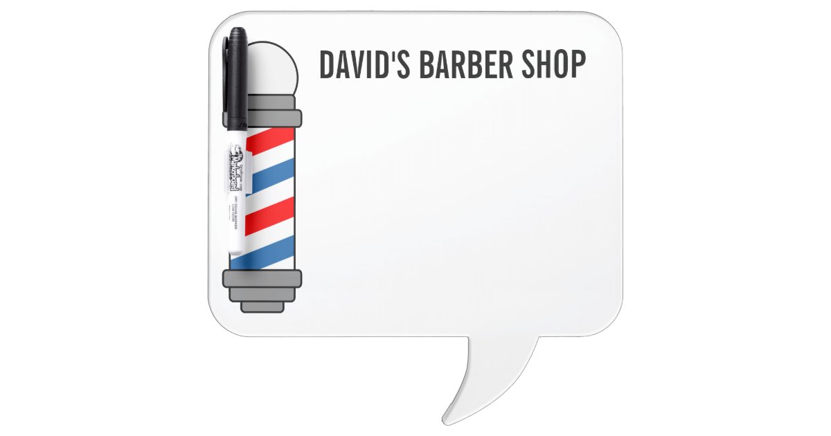 Barber shop pole drawing custom business name dry erase board | Zazzle