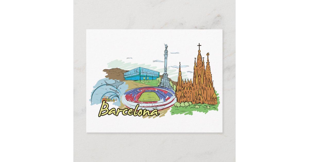 Barcelona Spain Famous City Postcard | Zazzle
