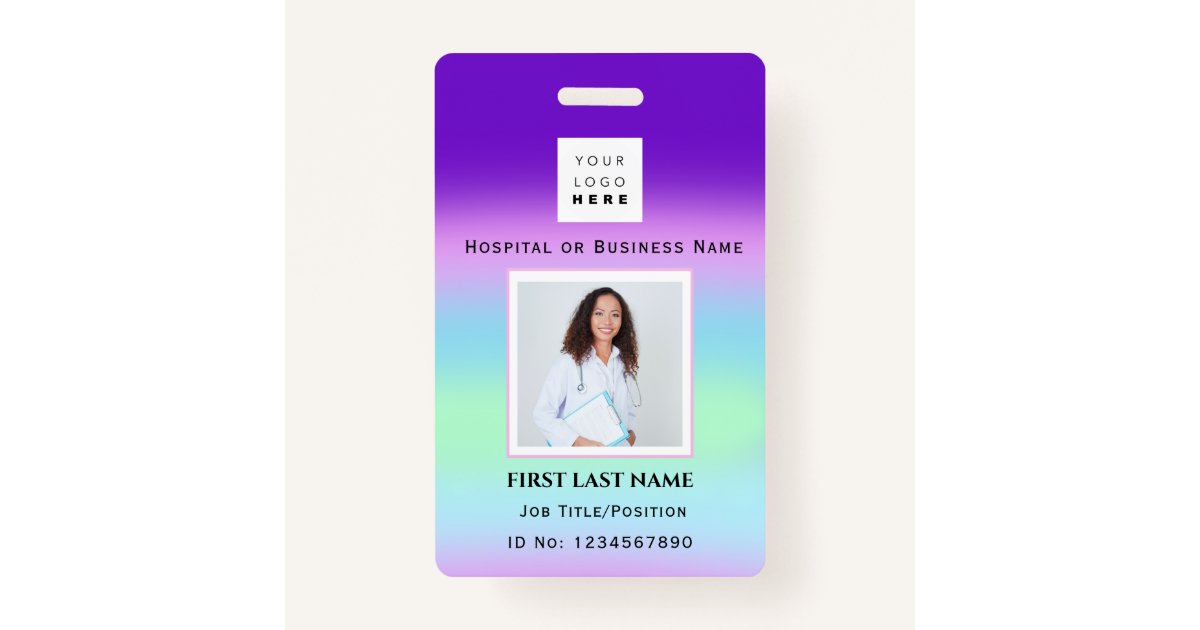 Barcode Photo Nurse Doctor Health Colour Therapist ID Badge | Zazzle