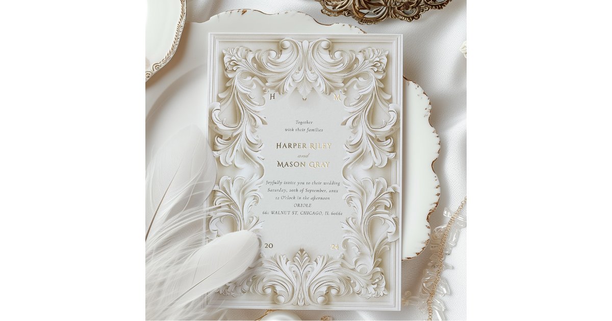 Baroque Elegance Wedding Frame Invitation | Zazzle