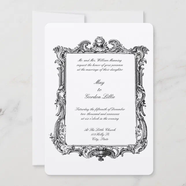 Baroque Rococo 17th Century Frame Border Invitation | Zazzle