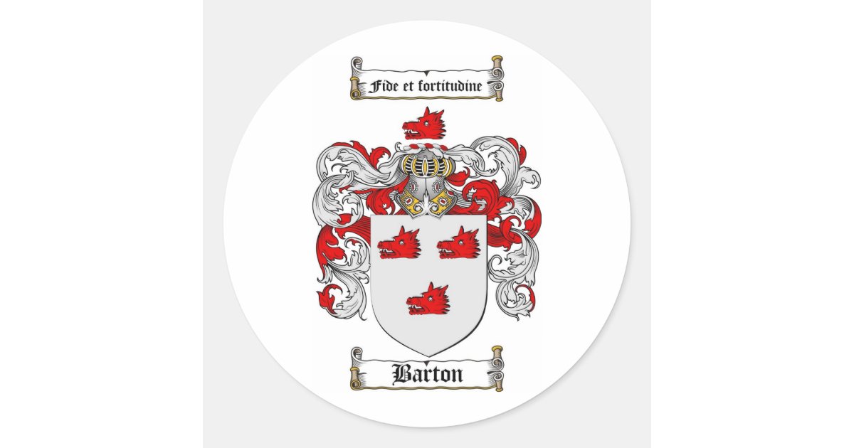BARTON FAMILY CREST - BARTON COAT OF ARMS CLASSIC ROUND STICKER | Zazzle BARTON FAMILY CREST - BARTON COAT OF ARMS CLASSIC ROUND STICKER | Zazzle