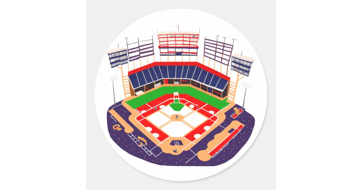Baseball Stadium with a Full Crowd Classic Round Sticker | Zazzle