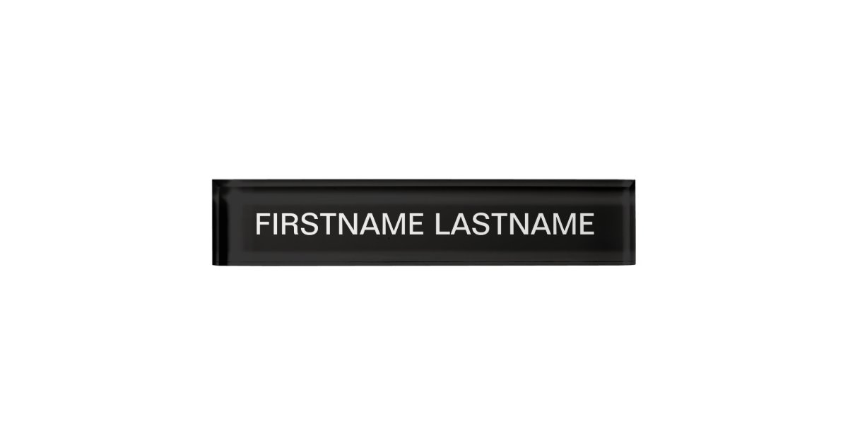 Basic Black with White Name Nameplate | Zazzle