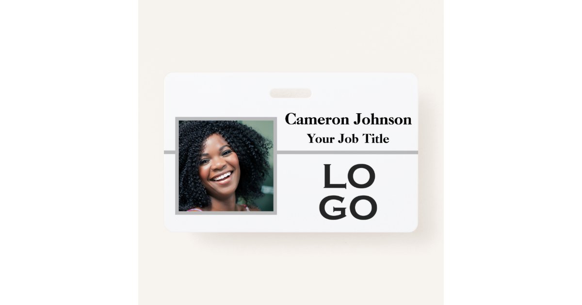 Basic Photo Identification and Custom Logo ID Badge | Zazzle