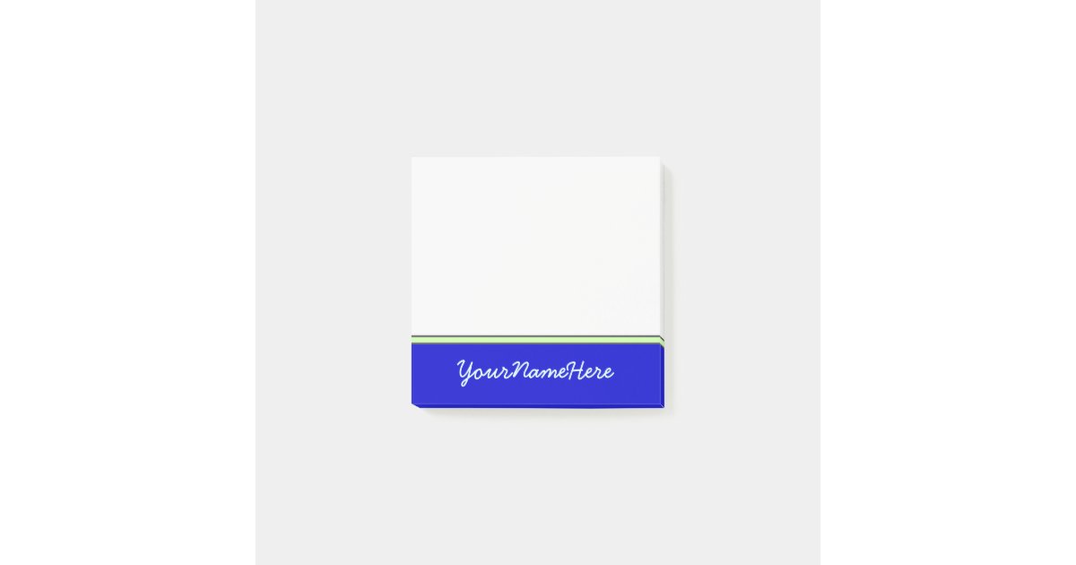 Basic, Plain, Blue Background + Light Cyan Name Post-it Notes | Zazzle
