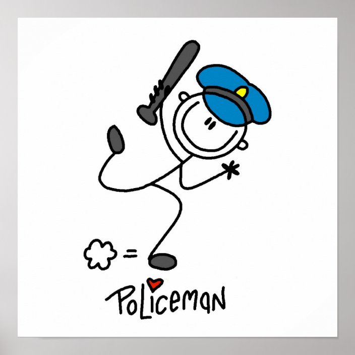Basic Stick Figure Police Officer Poster | Zazzle.co.uk
