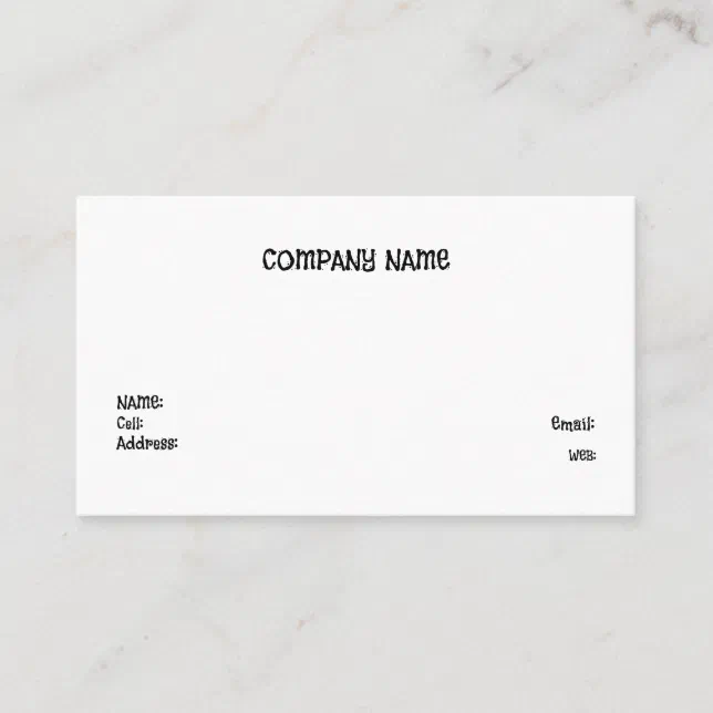 BASIC TEMPLATE BUSINESS CARD | Zazzle