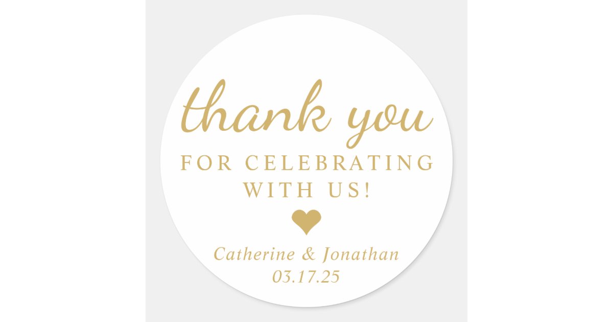 Basic Thank You For Celebrating Gold Wedding Favou Classic Round ...
