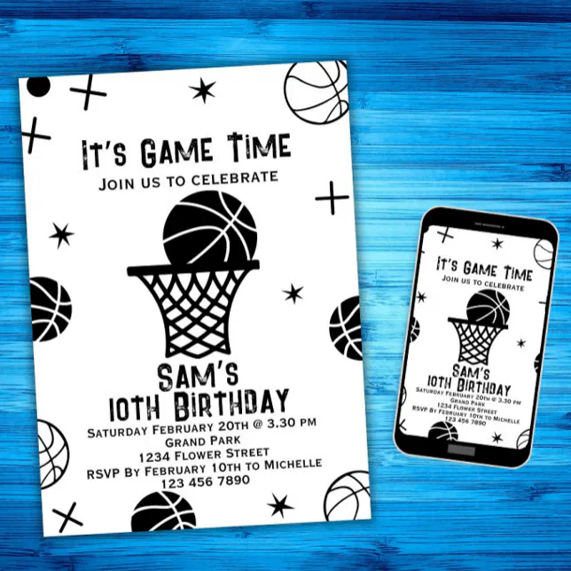 Basketball Birthday Invitation, Basket Ball Party Invitation | Zazzle