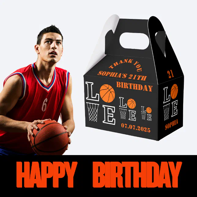 Basketball Hoops, Basketball Player Birthday Gift Favour Box | Zazzle