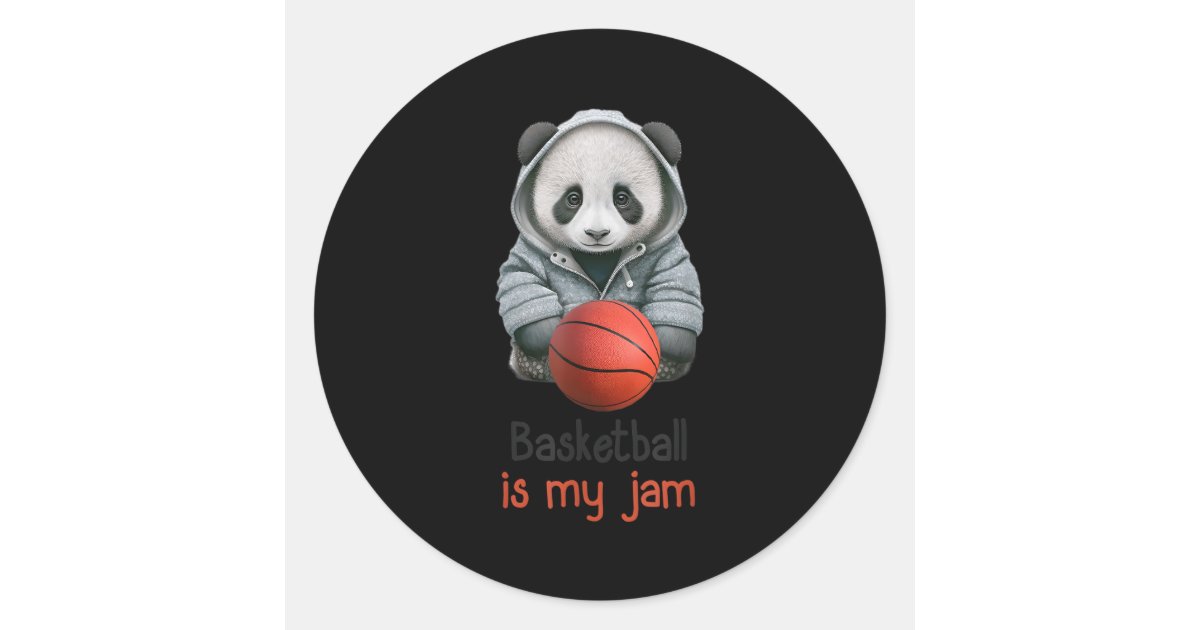 Basketball Is My Jam Panda Bear With Basketball Classic Round Sticker ...