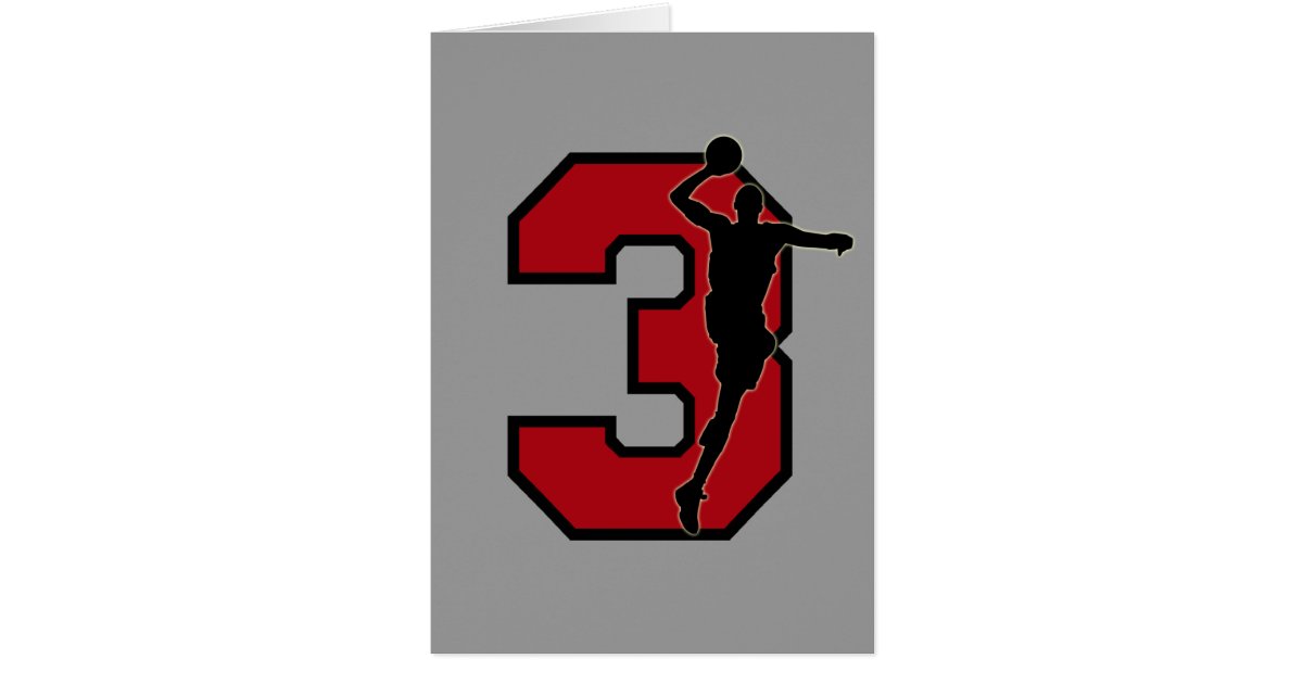 BASKETBALL PLAYER NUMBER 3 GREETING CARD | Zazzle