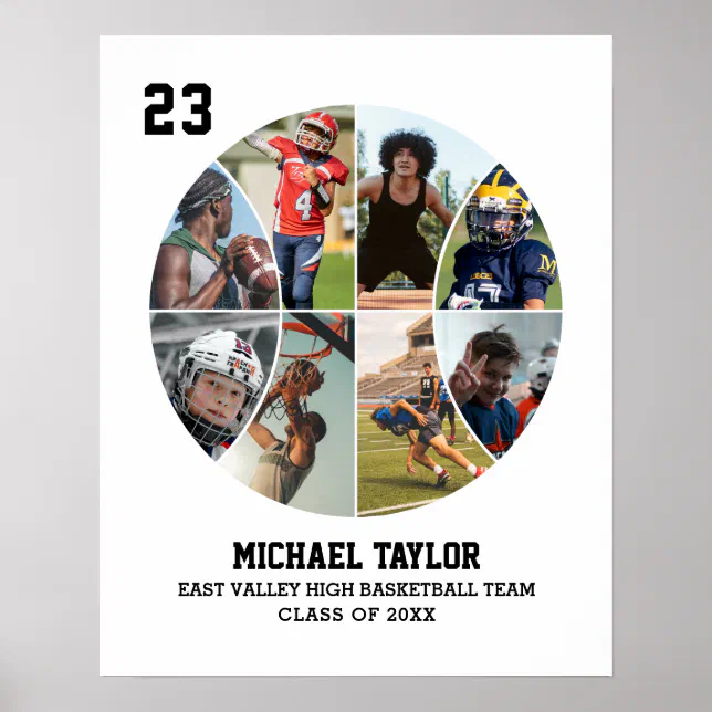 Basketball Team Senior Graduation Photo Collage Poster | Zazzle