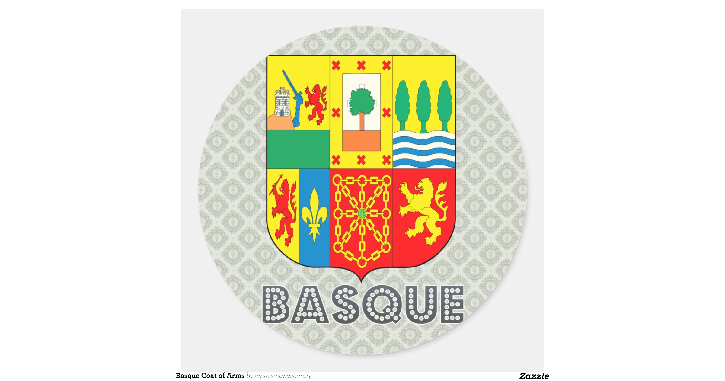 Basque Coat of Arms Round Sticker | Zazzle