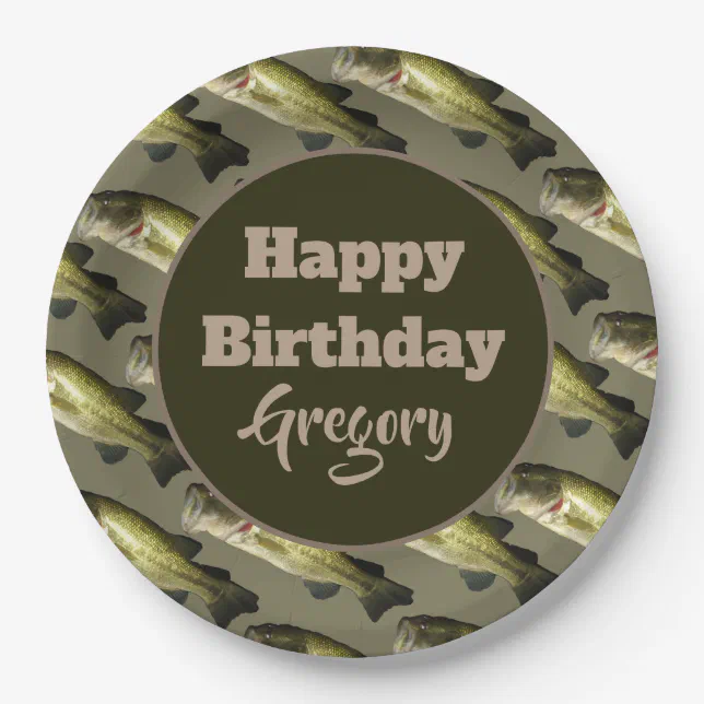 Bass Fishing Happy Birthday Party Personalised Paper Plate | Zazzle