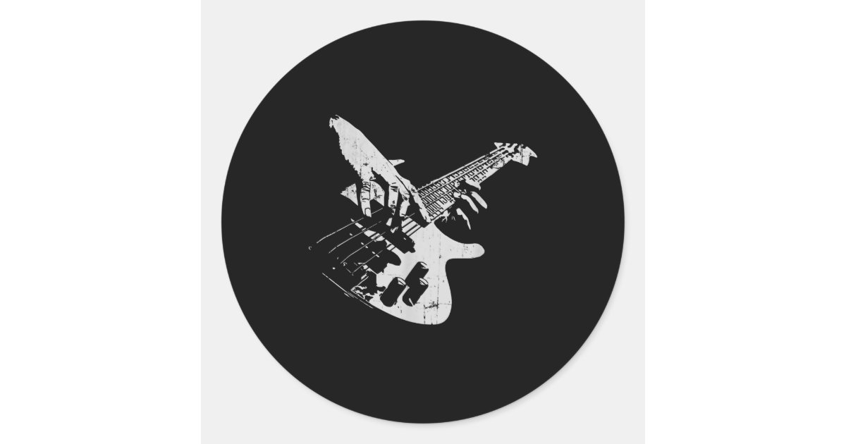 Bass Guitar Player Gift Bassist Classic Round Sticker | Zazzle
