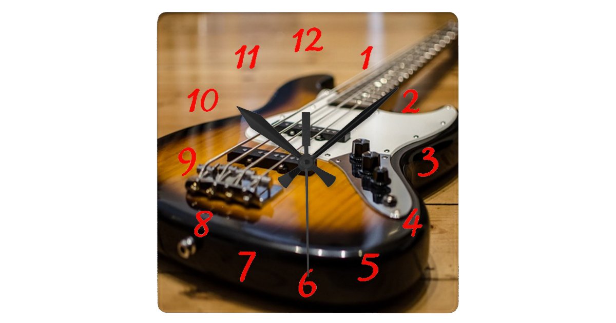 Bass Guitar Square Wall Clock | Zazzle.co.uk