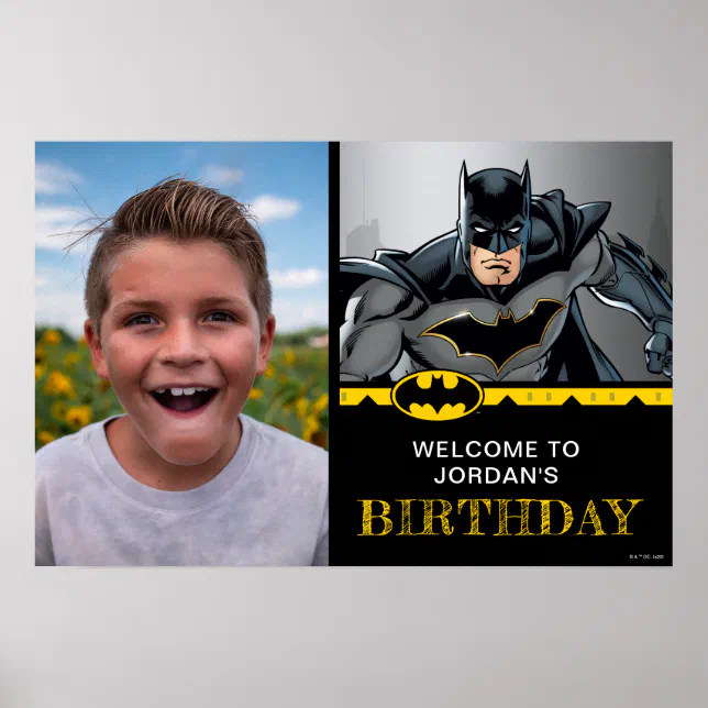 Batman | Chalkboard Happy Birthday Welcome Photo Poster | Zazzle