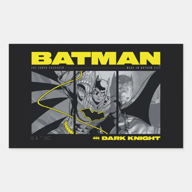 Batman Comic Tri-Panel Graphic Rectangular Sticker | Zazzle