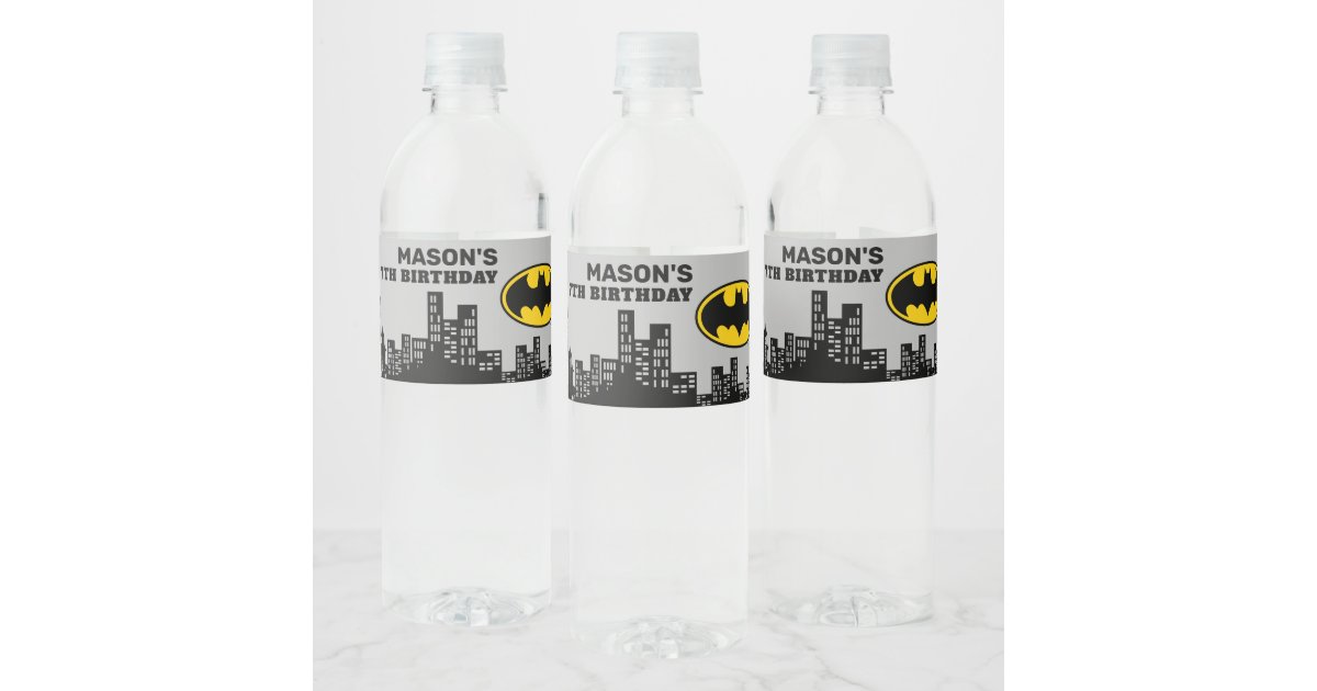 Batman - Gotham City | Birthday Water Bottle Label | Zazzle