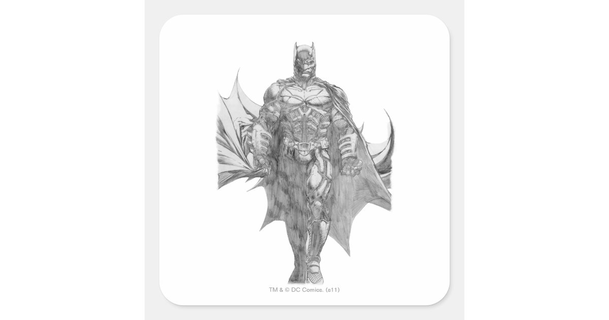 Batman Standing Drawing Square Sticker | Zazzle