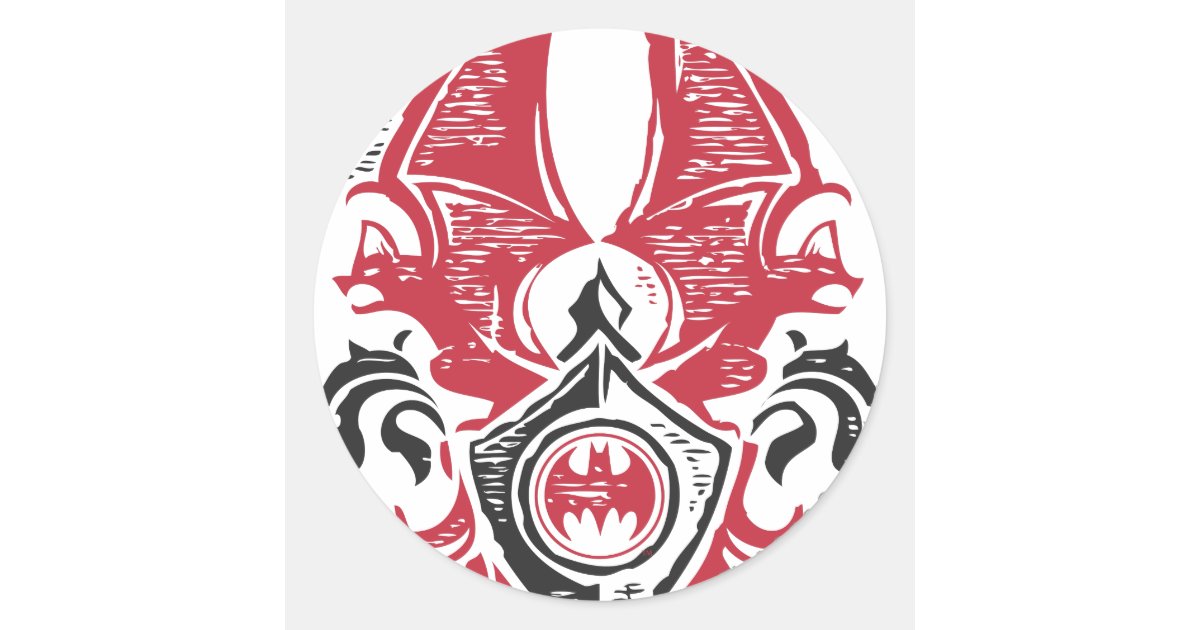 Batman Symbol | Red Black Bat Stamp Crest Logo Classic Round Sticker ...