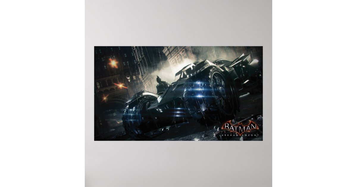 Batman With Batmobile In The Rain Poster | Zazzle