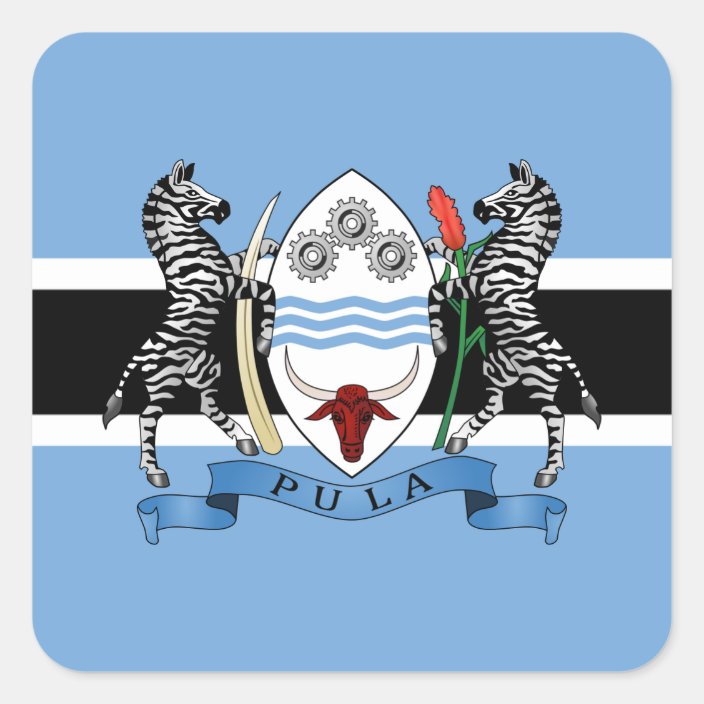 Batswana Flag & Coat of Arms, Flag of Botswana Square Sticker | Zazzle