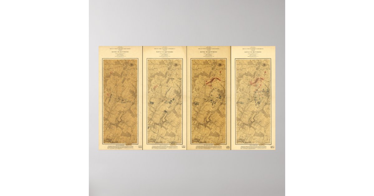 Battle of Gettysburg Field of Operations Map 1863 Poster | Zazzle