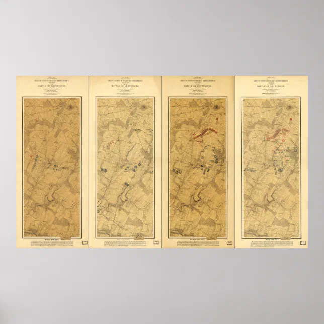 Battle of Gettysburg Field of Operations Map 1863 Poster | Zazzle